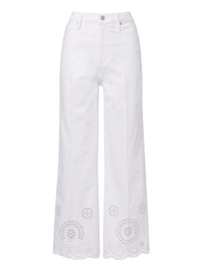 FRAME Eyelet Embroidered Flared Jeans - White