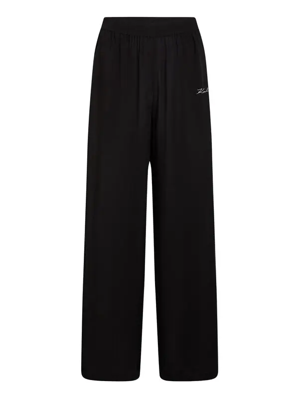 Karl Lagerfeld Logo Detail Wide-leg Track Pants - Black