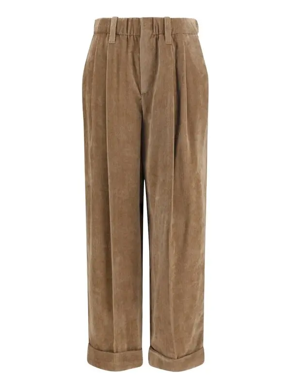 Brunello Cucinelli Pleated Turn-up Trousers - Brown