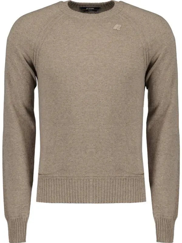 K-WAY Crew Neck Knitted Sweater With Ribbed Edges - Gray