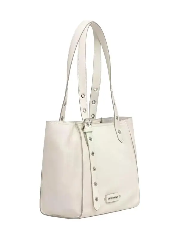 Karl Lagerfeld Eyelet Embellished Buckle Tote Bag - Neutrals