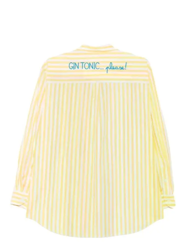MC2 SAINT BARTH Vertical Stripe Embroidered Slogan Shirt - Yellow