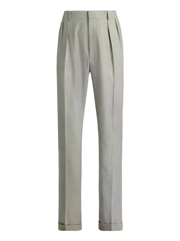 Ralph Lauren Purple Label Gregory Double-pleated Wool Trousers - Grey