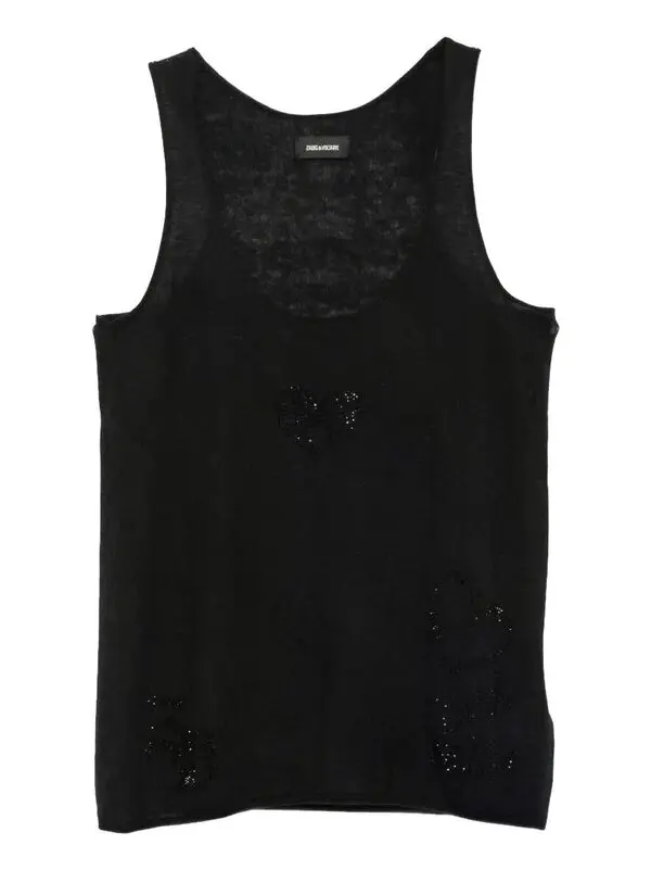 Zadig&Voltaire Lee Rhinestone Embellished Top - Brown