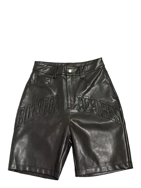 BOTTEGA DESIRES Logo-appliqué Leather Shorts - Black