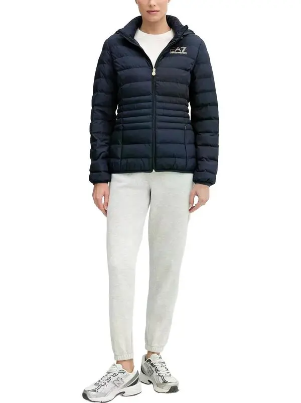 EA7 Quilted Hooded Jacket - Blue