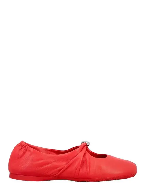 Loewe Pebble Ruched Leather Ballet Flats - Red