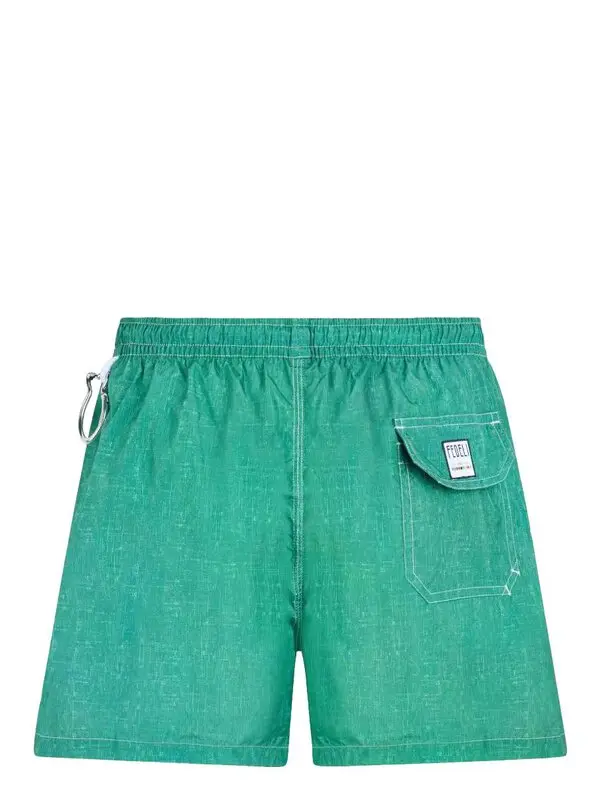 Fedeli Contrast Stitching Drawstring Swim Shorts - Green