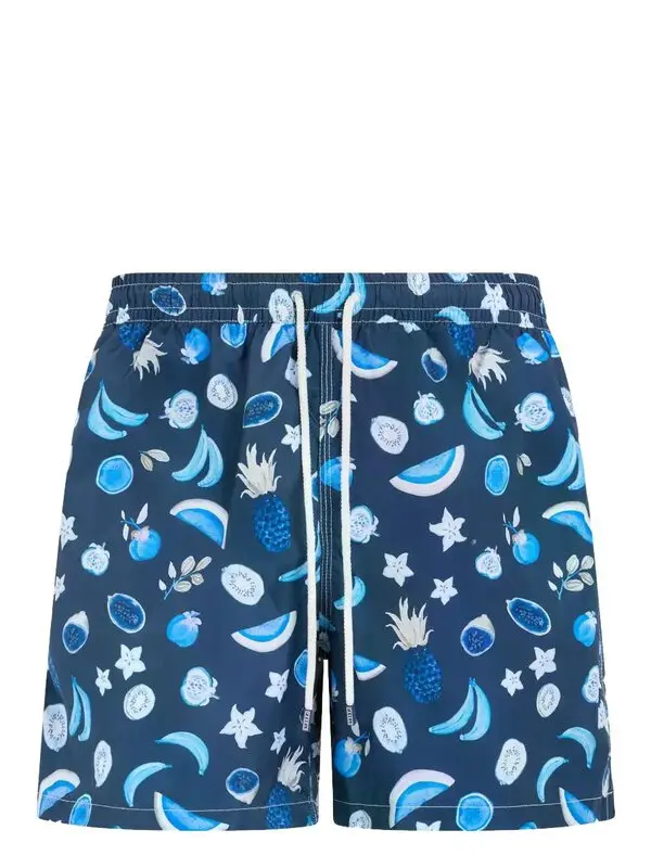 Fedeli Printed Swim Shorts - Blue