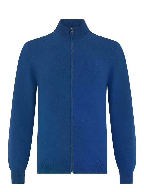 Fedeli Cashmere Zip-up Cardigan - Blue
