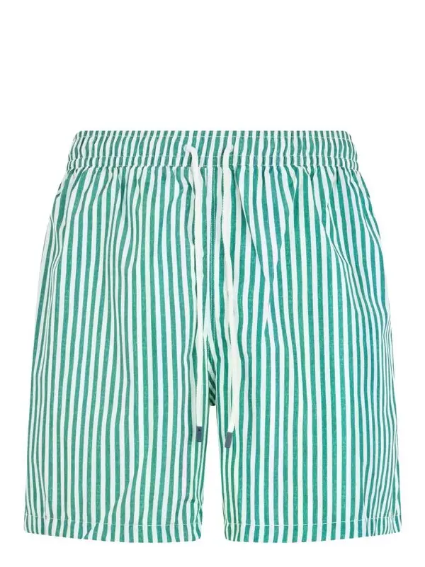 Fedeli Striped Drawstring Swim Shorts - Green