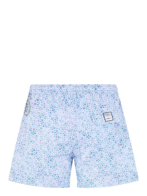 Fedeli Geometric Print Swim Shorts - Blue