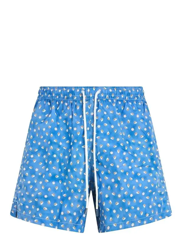 Fedeli Hedgehog Print Swim Shorts - Blue