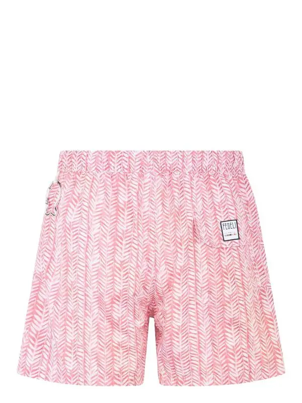 Fedeli Leaf Print Swim Shorts - Pink