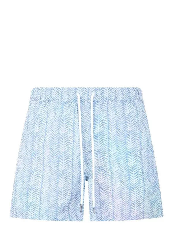 Fedeli Patterned Swim Shorts - Blue