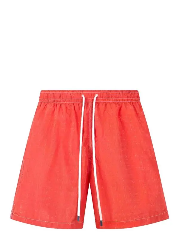 Fedeli Drawstring Waist Swim Shorts - Red