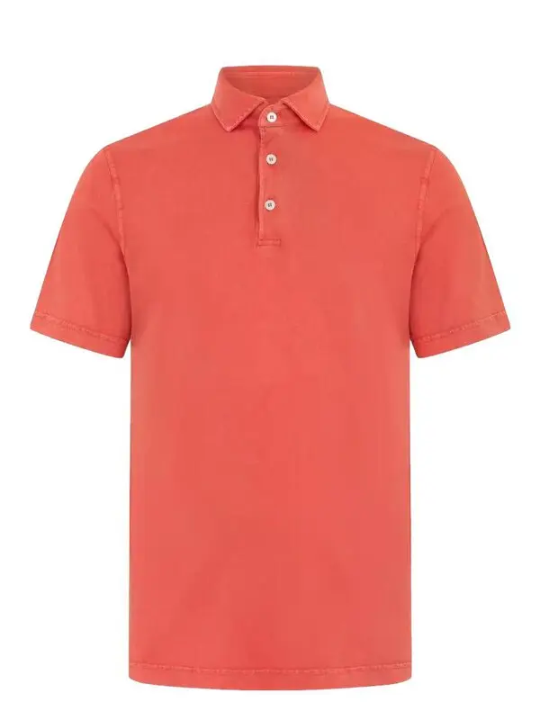 Fedeli Short-sleeve Cotton Polo Shirt - Red