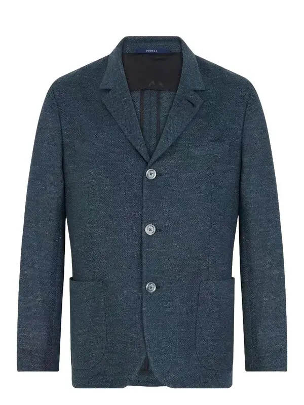 Fedeli Slim-fit Linen Jacket - Blue