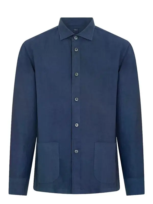 Fedeli Linen Patch-pocket Shirt - Blue