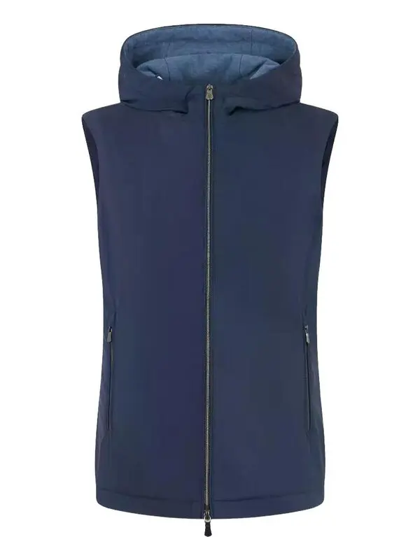 Fedeli Hooded Zip-up Gilet - Blue