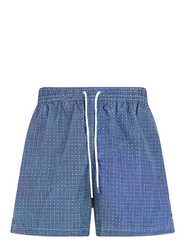 Fedeli Geometric Print Swim Shorts - Blue