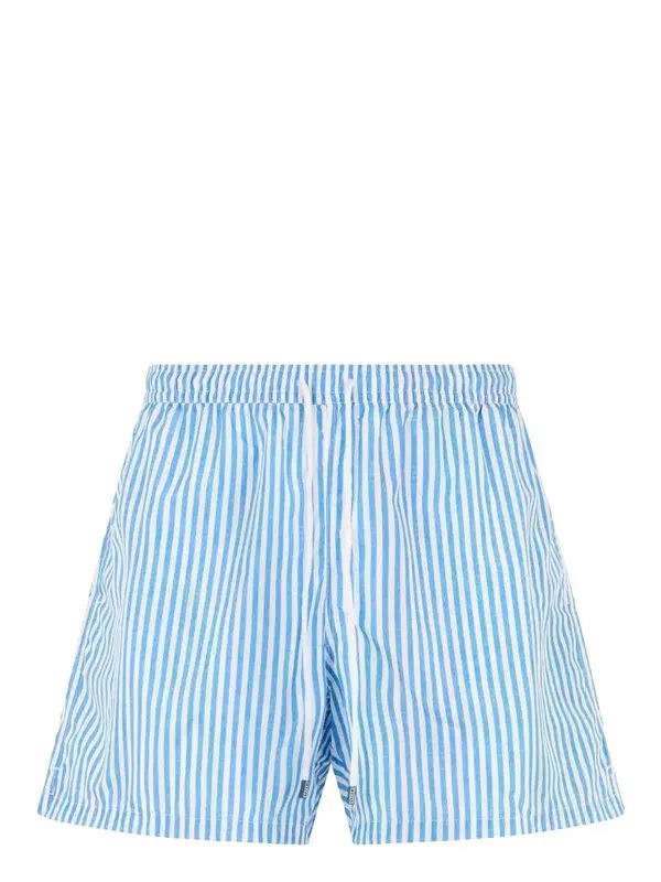 Fedeli Striped Drawstring Swim Shorts - Blue