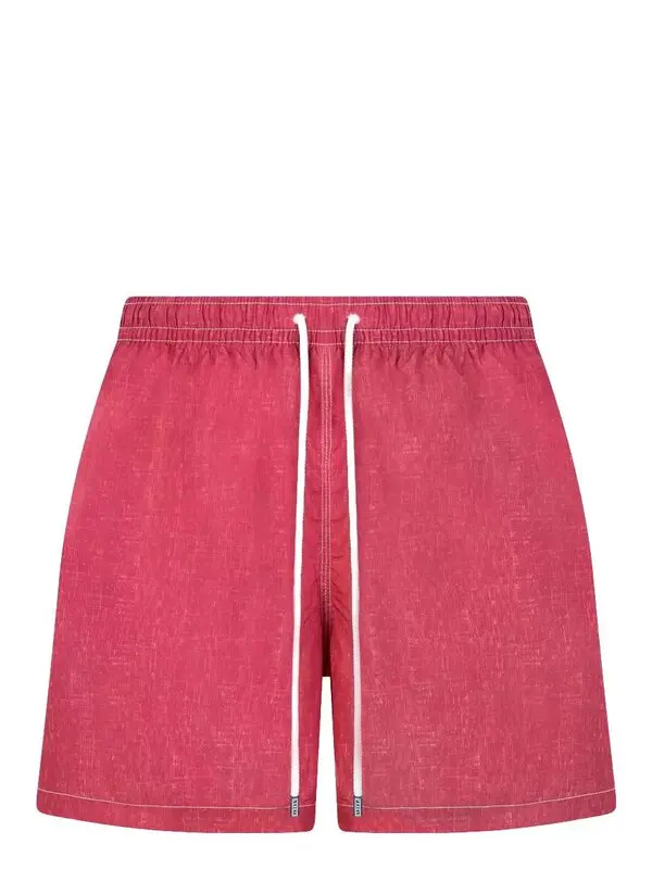 Fedeli Drawstring Beach Shorts - Red