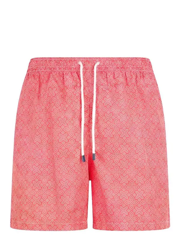Fedeli Geometric Print Swim Shorts - Red