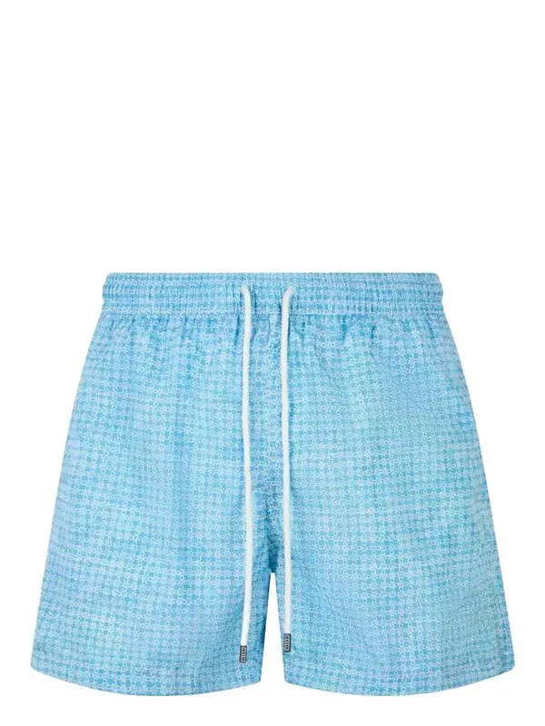 Fedeli Geometric Print Swim Shorts - Blue