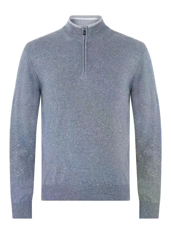 Fedeli Quarter-zip Knit Sweater - Blue