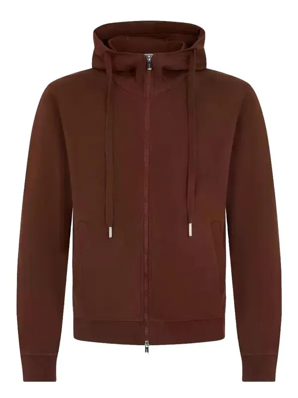 Fedeli Zip-up Drawstring Hoodie - Brown