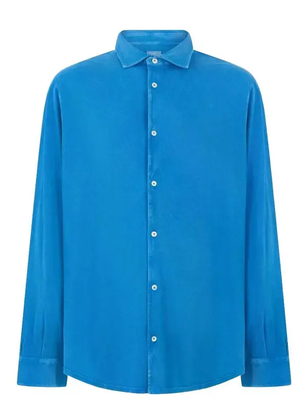 Fedeli Long-sleeve Button-up Shirt - Blue