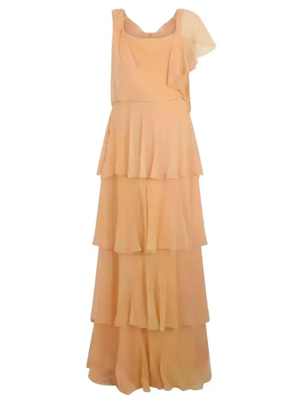 Alberta Ferretti Ruffled Silk-chiffon Maxi Dress - Orange