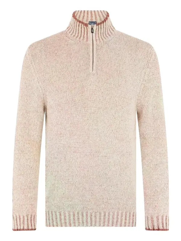 Fedeli Quarter-zip Marl-knit Sweater - Neutrals