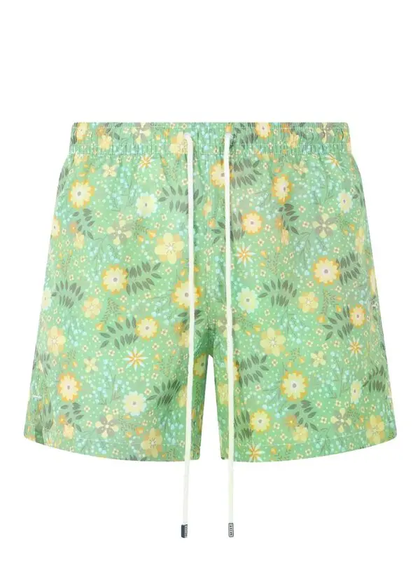 Fedeli Floral Print Swim Shorts - Green