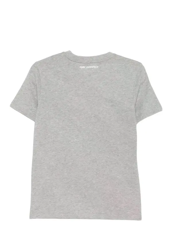 Karl Lagerfeld Ikon Rhinestone Embellished Cotton T-shirt - Grey