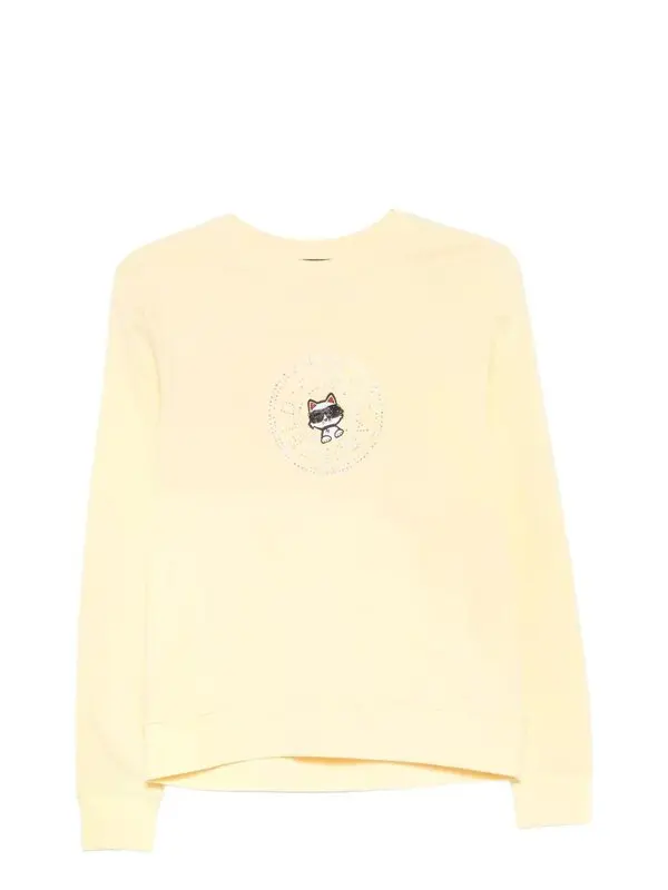 Karl Lagerfeld Rhinestone Embellished Cotton Sweatshirt - Yellow