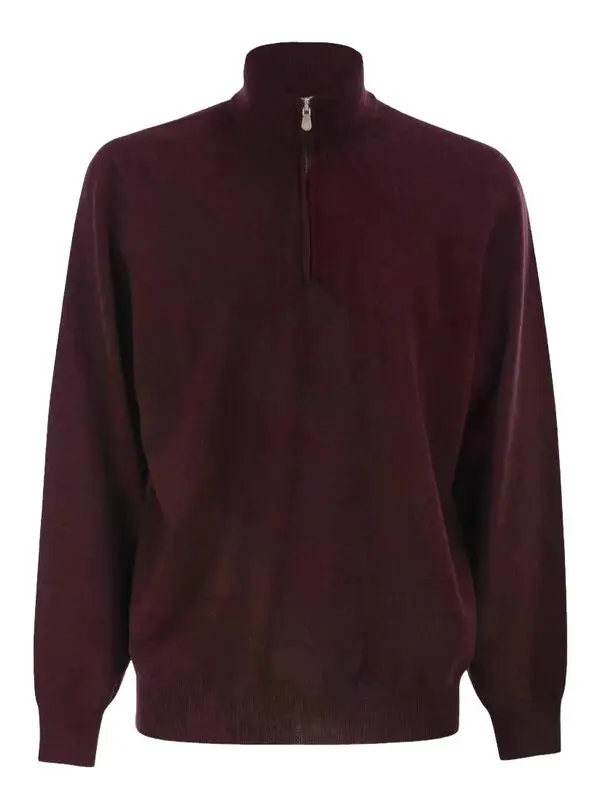 Brunello Cucinelli Cashmere Quarter-zip Sweater - Red