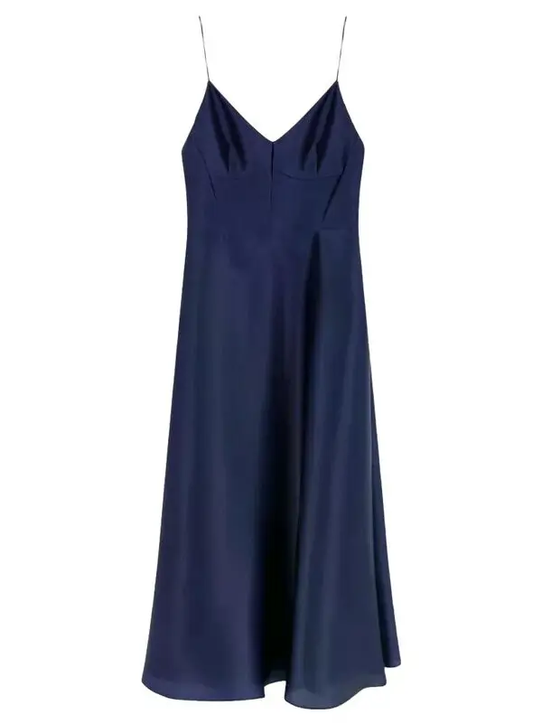 Alberta Ferretti Spaghetti Strap V-neck Midi Dress - Blue