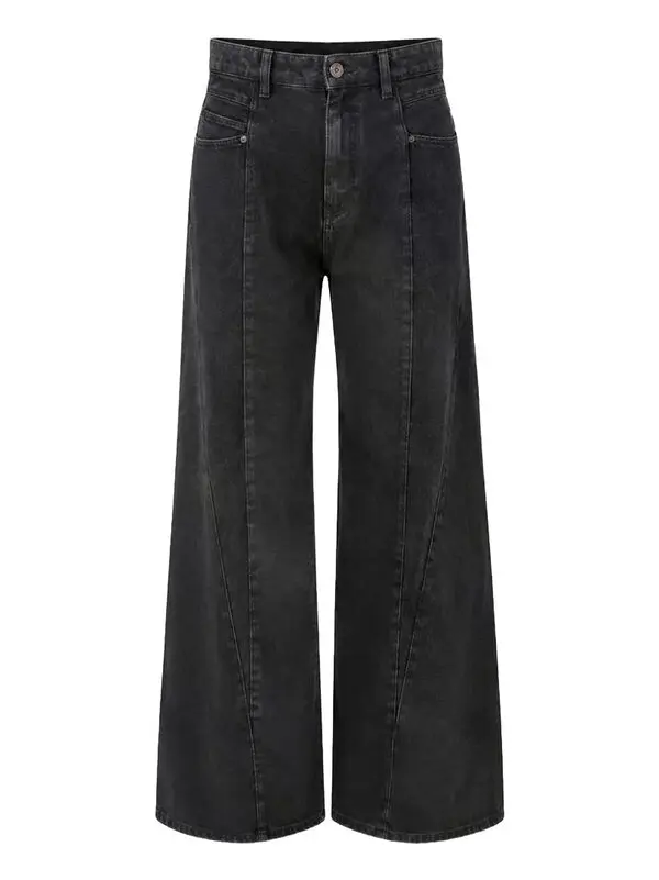 MAISON MARGIELA Washed Black Cotton Cut-out Waistband Jeans - Grey