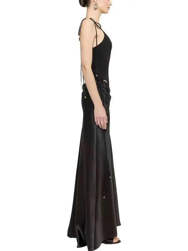 NISSA Draped Satin Maxi Dress - Black