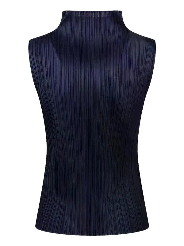 Issey Miyake Sleeveless High Neck Top - Blue