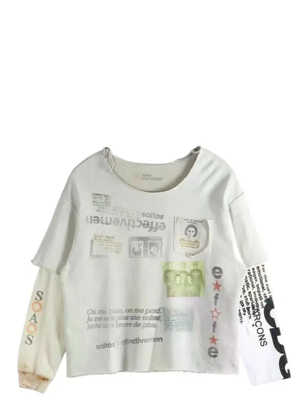 SAITOS Graphic-print Layered T-shirt - Neutrals