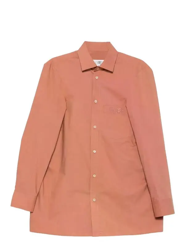 MAISON MARGIELA Logo Embroidered Shirt - Brown