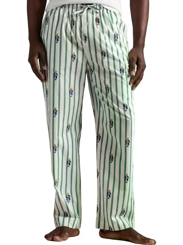 Polo Ralph Lauren Polo Bear Striped Pajamas Trousers - White