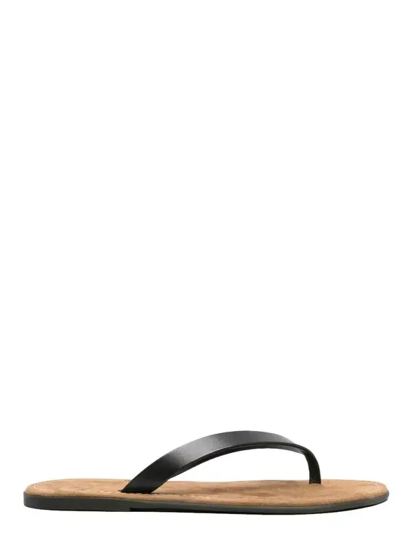 THE ROW Leather Thong-strap Flat Sandals - Black