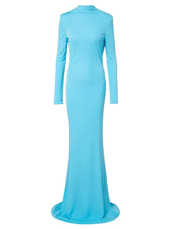 TOM FORD Open-back Crêpe Jersey Gown - Blue