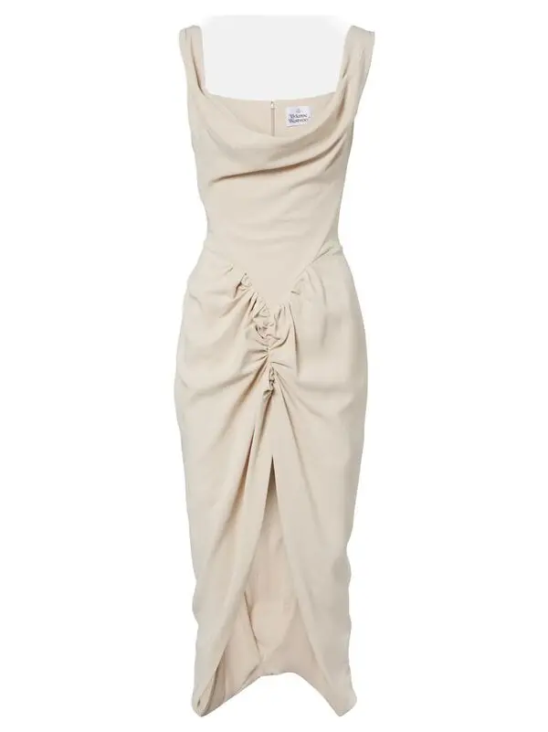 VIVIENNE WESTWOOD Panther Draped Ruched Midi Dress - White
