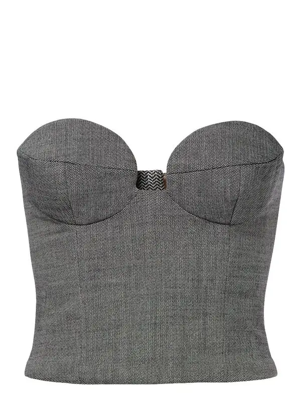 Magda Butrym Herringbone Wool-blend Bustier Top - Grey