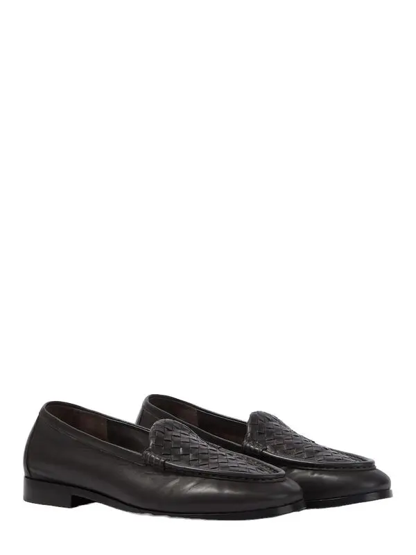 Bottega Veneta Silenzio Intrecciato Leather Loafers - Brown